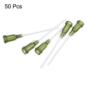 uxcell 50 Pcs 14G Plastic Dispensing Needles with Luer Lock, 1.5" PTFE Needle Tube PP Heat-Resistant Plastic Blunt Tip for Liquid Glue Gun, Olive