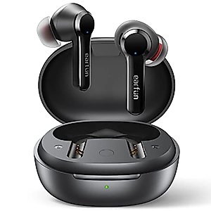 EarFun Wireless Earbuds, Air Pro 2 Hybrid Active Noise Cancelling Wireless Earphones, Bluetooth 5.2 Headphones with 6 Mics Call, in-Ear Detection, Ambient Mode, 34H Playtime Wireless Charging, Black