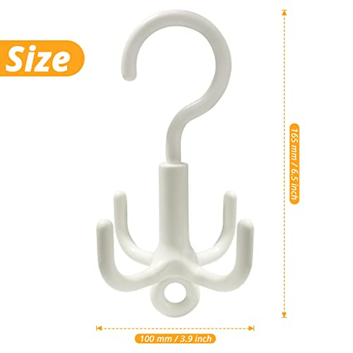 DEFUTAY Belt Hanger Scarf Tie Rack Holder Hook, 2 PCS Hangers for Closet,360 Degree Rotating Closet Clothes Hangers with 4 Claws for Hanging, Scarf,Hats, Towels,Bags, Shoes,Ties