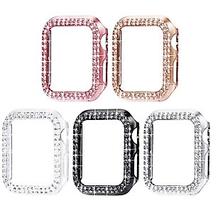 Surace 40mm Case Compatible with Apple Watch Case, Bling Frame Protective Case Screen Protector Replacement for Apple Watch Series 6/5/4 40mm, Rose Gold/Pink/Black/Silver/Clear