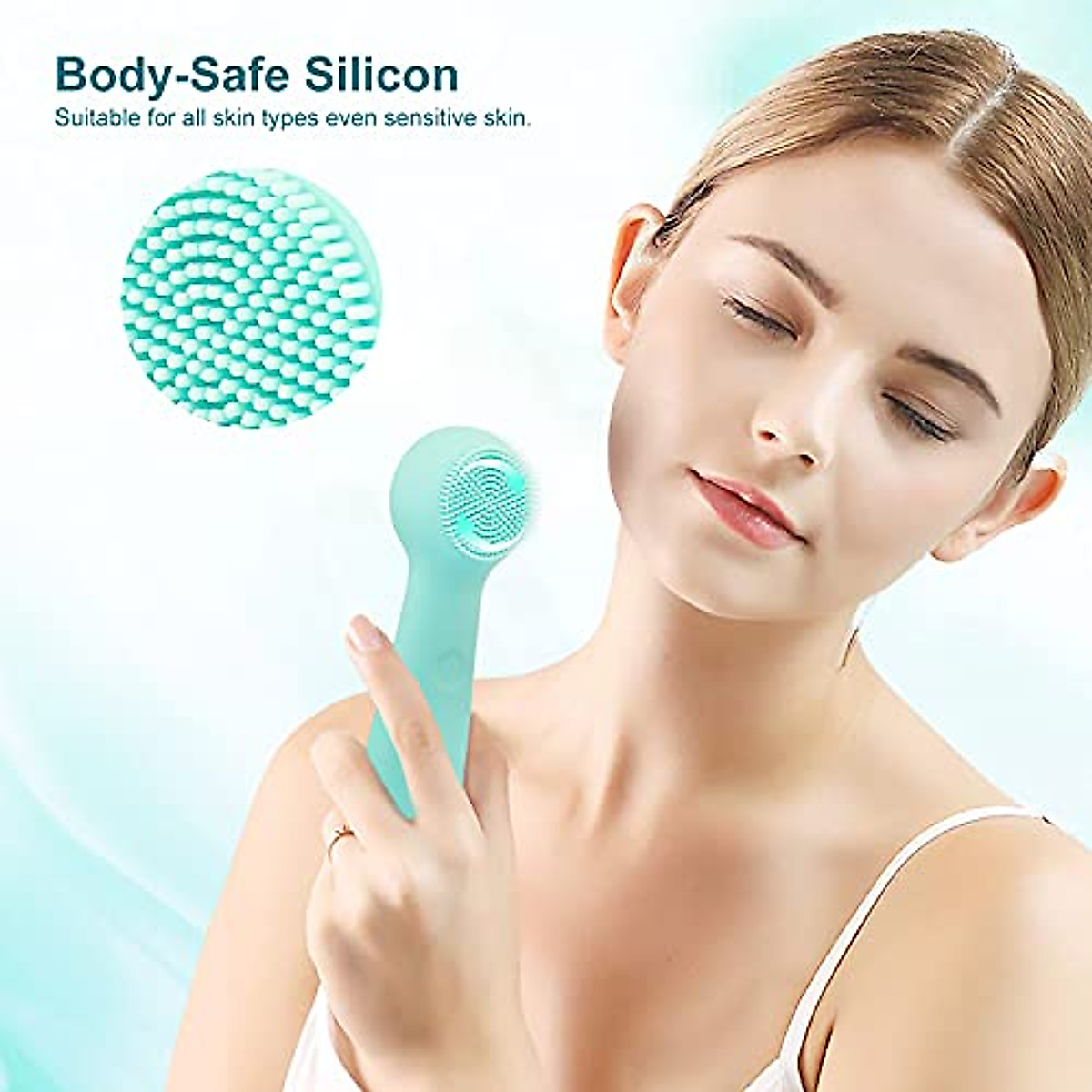 Silicone Facial Cleansing Brush,Electric Face Cleansing Brush Waterproof Heated Sonic Inchargeable Facial Brushes with 4 Modes for Deep Cleaning and Exfoliating Removing Blackhead Mothers Day Gifts