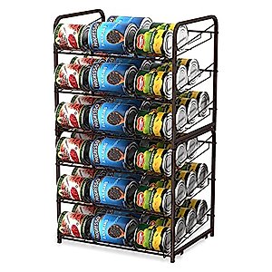 MOOACE 2 Pack Stackable Can Rack Organizer, Storage for 72 Cans, 3 Tier Can Storage Dispenser Rack Holder for Kitchen Cabinet Pantry Countertop, Bronze