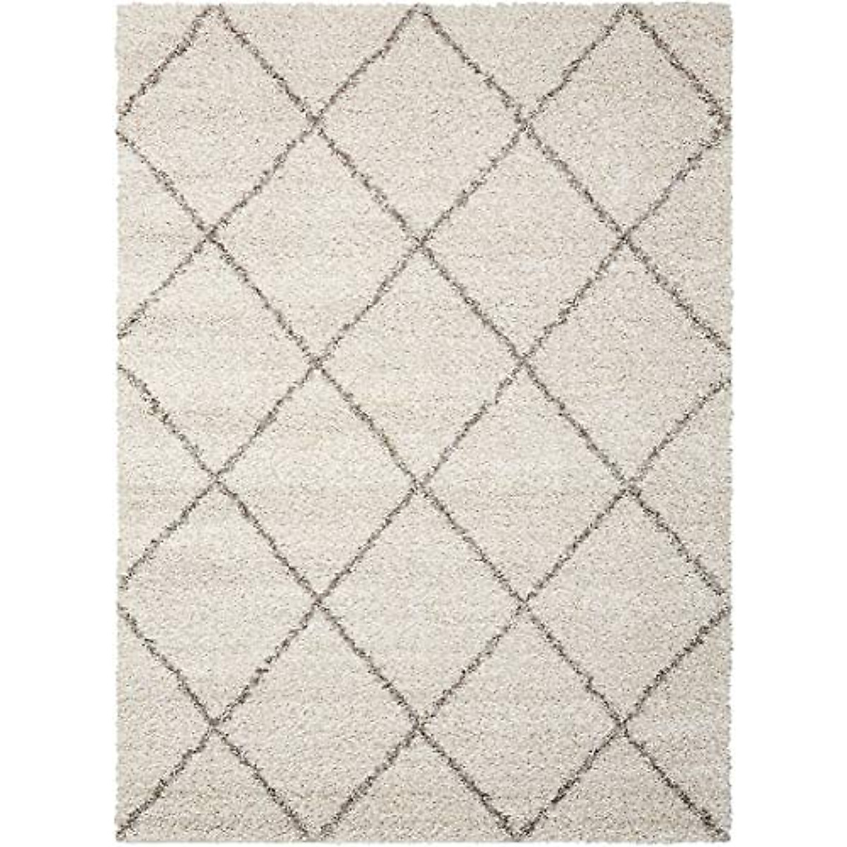 Nourison Brisbane Shag Cream 8'2' x 10' Area-Rug, Easy-Cleaning, Non Shedding, Bed Room, Living Room, Dining Room, Kitchen (8x10)