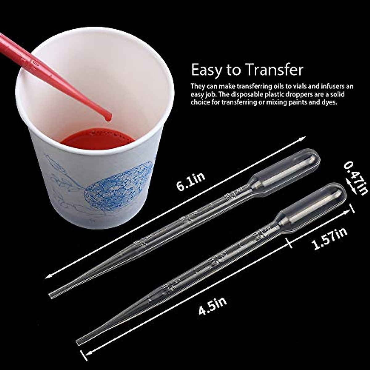 CCINEE 200PCS 3ml Disposable Plastic Transfer Pipettes Calibrated Dropper Suitable for Science Laboratory