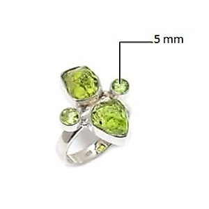 AUDRIELLE 925 Sterling Silver Ring, Peridot Gemstone, Free Shape Handmade Adjustable