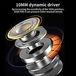 KZ ZS10 PRO X HiFi IEMs Upgraded 1DD+4BA Hybrid Driver HiFi in Ear Headphones Earphones with Alloy Faceplace Detachable Cable for Audiophile Musician DJ Stage (Matte Black,Without Mic)