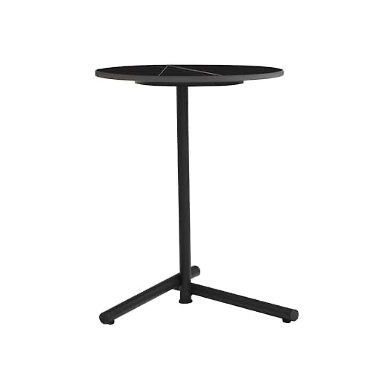 JACH Simplify Round Pedestal Accent Side Table, Minimalist Rock Board Side Table for Living Room, Bedroom, Suitable for Pairing with Sofas, 21" x 17" x 16", (Black)