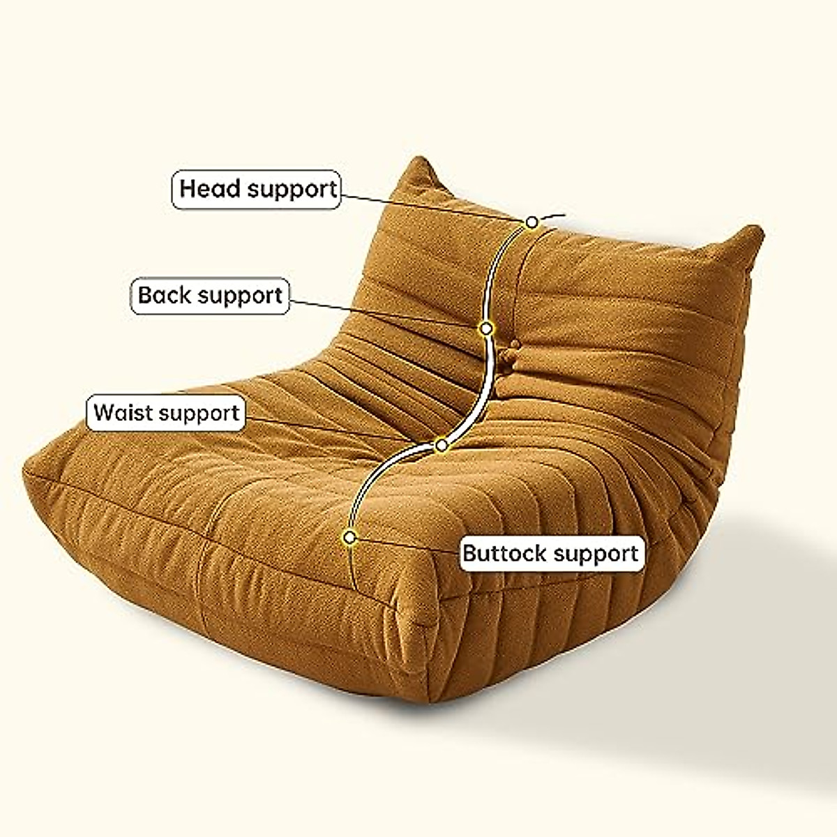 BAMOOLI Fireside Chair, Modern Comfy Teddy Fabric Lazy Floor Sofa Armless Lounge Chair, Upholstered Bean Bag Couch Oversized Corner Chair for Living Room, Bedroom, Office, Salon, Orange