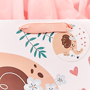 SUNCOLOR 2 Pack 13" Gift Bags for Baby with Tissue Paper