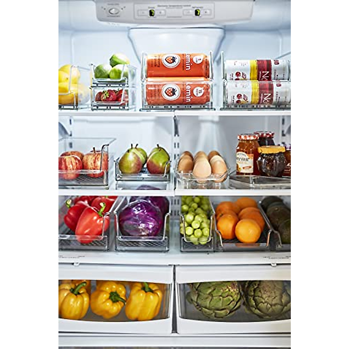 Spectrum Diversified Hexa in-Fridge Small Refrigerator Bin for Storage and Organization of Fruit Vegetables Produce and More, 15 x 4 x 2.25, Clear Frost