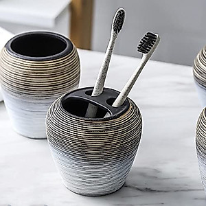 JINYISI Bathroom Accessories Set,5 Piece Bathroom Sets Accessories,Ceramic Bathroom Vanity Countertop Accessory Set,Bathroom Decorate, Grey