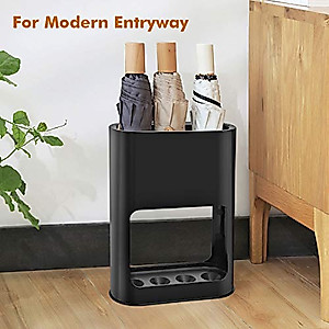 DricRoda Umbrella Rack with Removable Drip Tray, Umbrella Holder Stand for Entryway, Freestanding Organizer for Umbrella Cane Walking Stick, Stored 4 Umbrellas, Ideal for Home Office Decor, Black