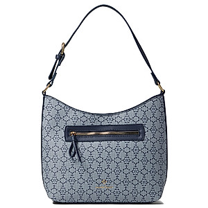 Nanette Lepore Maxene Logo Short Shoulder Bucket Navy Logo One Size