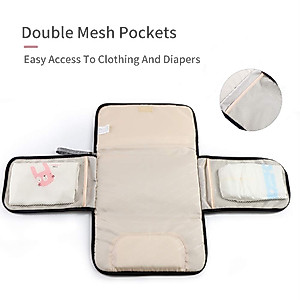 AIMIUKIDS Baby Diaper Changing Pad with Built-in Head Cushion for Stroller Walks or Diaper Bag, Fits Newborn and Toddler for Quick Change on The go 2 Pack Red & Grey