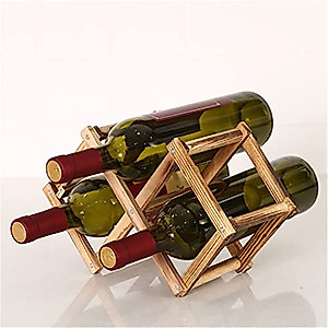 DOUBA Wooden Wine Rack 3 Bottle Rack Bar Display Folding Wooden Wine Rack Wine Bottle Rack (Color : D, Size