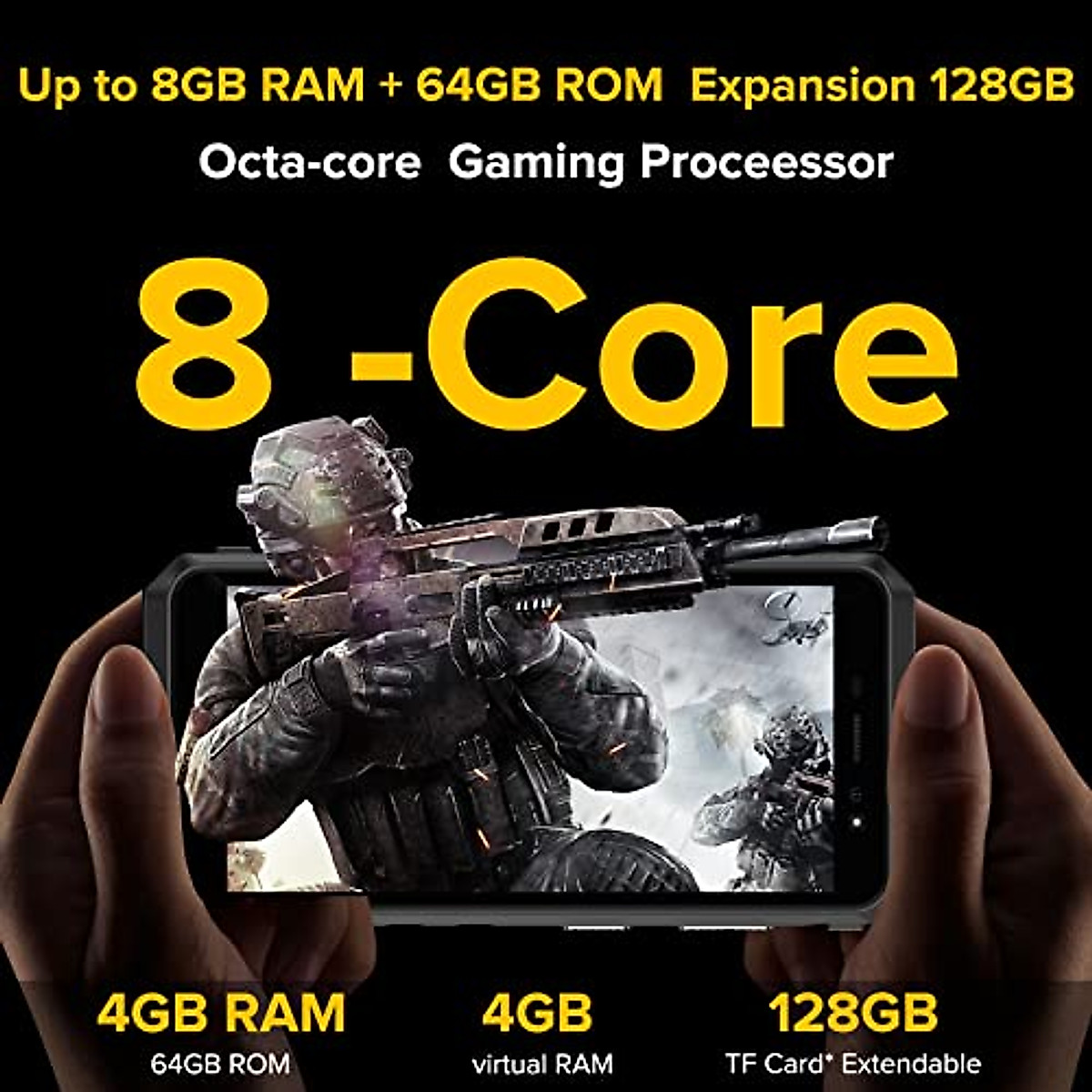 Ulefone Rugged Smartphones, Power Armor X11 Pro 8150mAh Battery, 8GB+64GB Android 12 Octa-core Rugged Phone, 16MP Rear Camera 5.45-inch Screen, Dual SIM 4G, IP68 Waterproof Unlocked Cell Phone