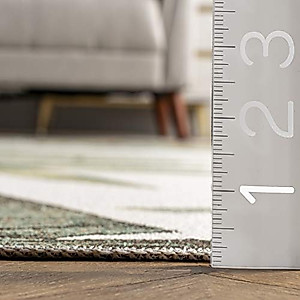 nuLOOM Elen Machine Washable Natural Leaves Area Rug, 5' x 8', Olive