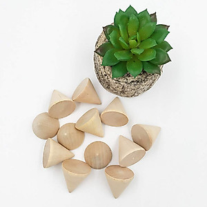 SUPVOX 10pcs Natural Wood Cone Ring Holders Unpainted Wooden Cones to Craft Paint Jewelry Display Stand 3.1cm
