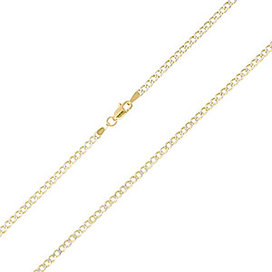 Nuragold 10k Yellow Gold 2.5mm Cuban Chain Curb Link Diamond Cut Pave Two Tone Pendant Necklace, Mens Womens Jewelry 16" 18" 20" 22" 24" 26"