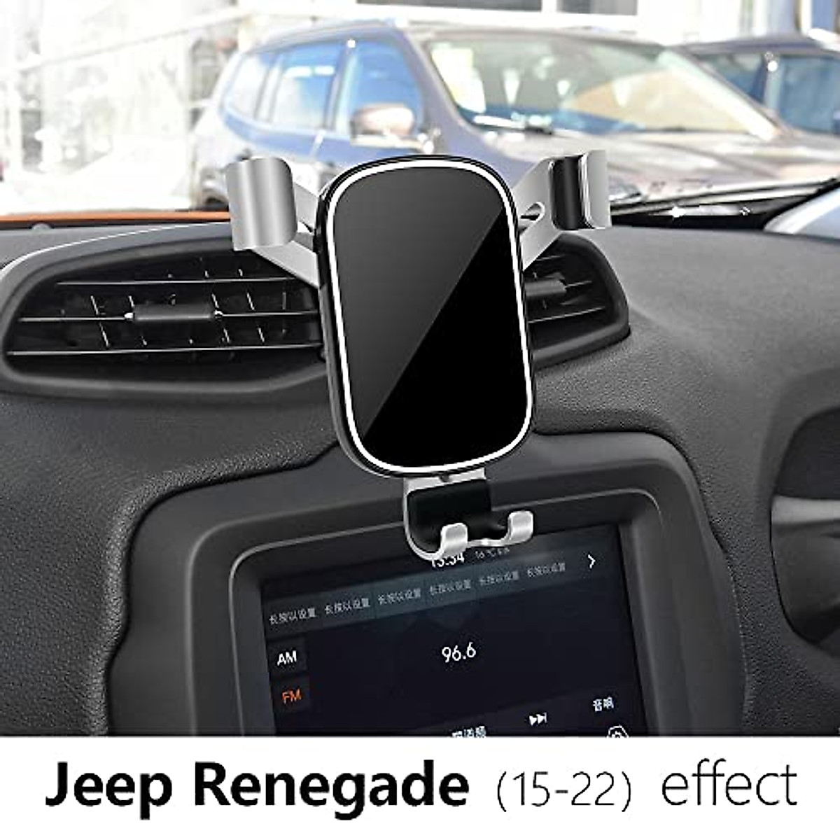 musttrue LUNQIN Car Phone Holder for 2015-2023 Jeep Renegade SUV [Big Phones with Case Friendly] Auto Accessories Navigation Bracket Interior Decoration Mobile Cell Mirror Phone Mount