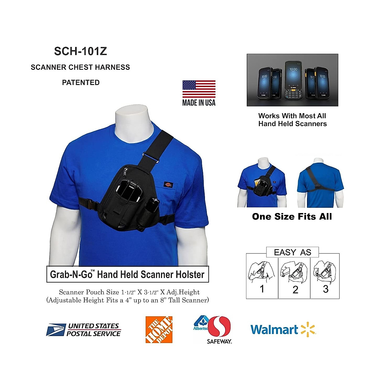 HOLSTERGUY SCH-101Z UNIVERSAL BARCODE SCANNER CHEST HARNESS