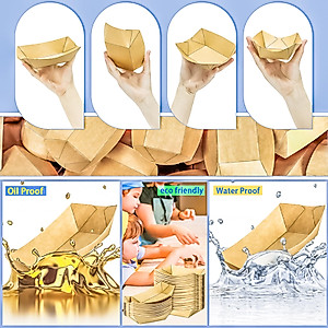 MotBach 250 Pack 1Lb Paper Food Boat Trays Disposable Paper Boats,Brown Kraft Paper Food Trays Paper Food Serving Boat Tray Basket for Snacks Fries Popcorn Sauce Tacos Bakery Nacho