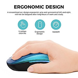 FENISIO Wireless Mouse, USB Computer Mouse 2.4G Rechargeable RGB Mouse Ultra Silent Cordless Mouse, Portable Computer Mouse for PC, Laptop, Desktop, MacBook, Windows (Aurora Purple)