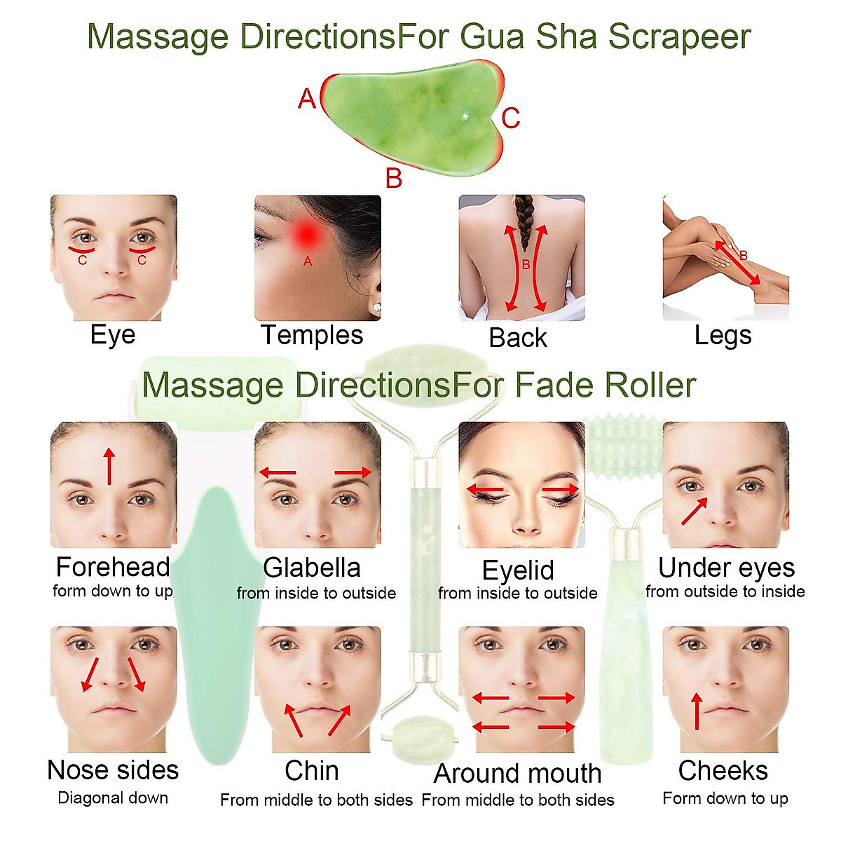 EAONE Ice Roller for Face, Face & Eye Roller for Puffiness Migraine Pain Relief with Jade Roller Gua Sha Facial Self Care Tools Face Massage Skincare Gifts for Women