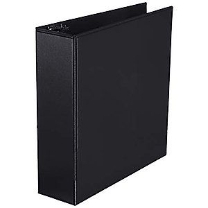 Amazon Basics 3 Inch, 3 Ring Binder, Round Ring, Customizable View Binder, Black, 12-Pack