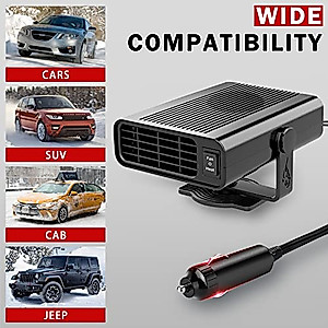 Car Heater, 2 in 1 Car Fans with Heating & Cooling Modes for Fast Heating Defrost Defogger Car Windshield, 12V 150W Portable Car Heaters Automobile Windscreen Fan in Cigarette Lighter