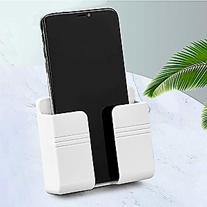 4PC Wall Mount Cell Phone Charging Holder, Black Adhesive Mobile Phone Wall Stand for Charger, Phone Holders for Shower Bed Wall