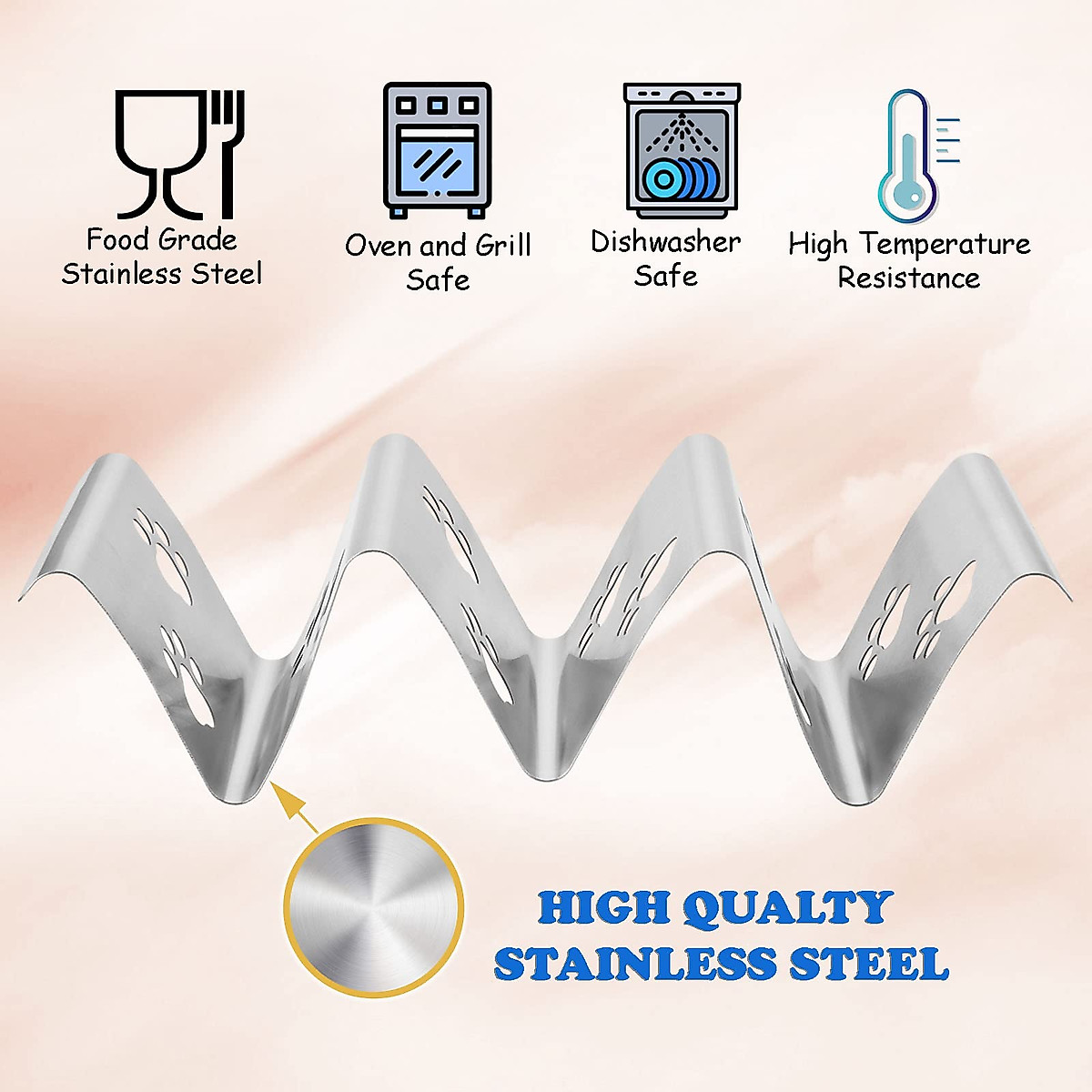 Taco Holders for Grill -Taco Holders Set of 4 Stainless Steel Taco Holder for Kids Taco Night - Premium Easy To Use and Clean Taco Stand For 3 Soft Hard Shell Tacos - Perforated with Bear Paw