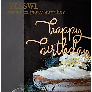 Happy Birthday Cake Topper - High-end Basswood Craft Durable Multifunctional Cake Topper, Wooden Textured Cake Decoration for Birthday Party Decoration,the Best Souvenirs for Family and Friends.
