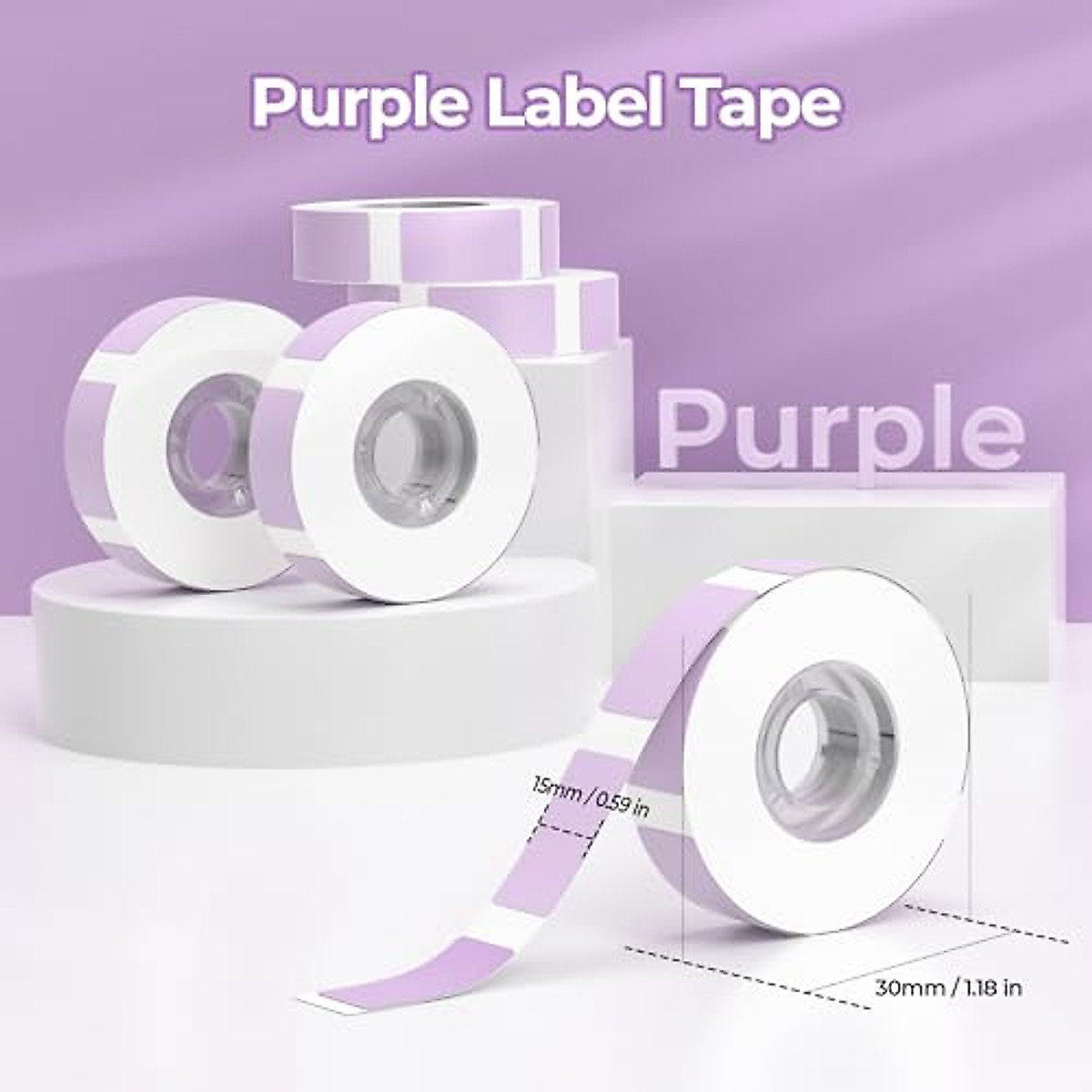 MUNBYN Thermal Label Tape for Penguin Bluetooth Label Maker Machine, 15 x 30mm 210 Labels/Roll, Self-Adhesive Label for Home, Office, School (Purple)