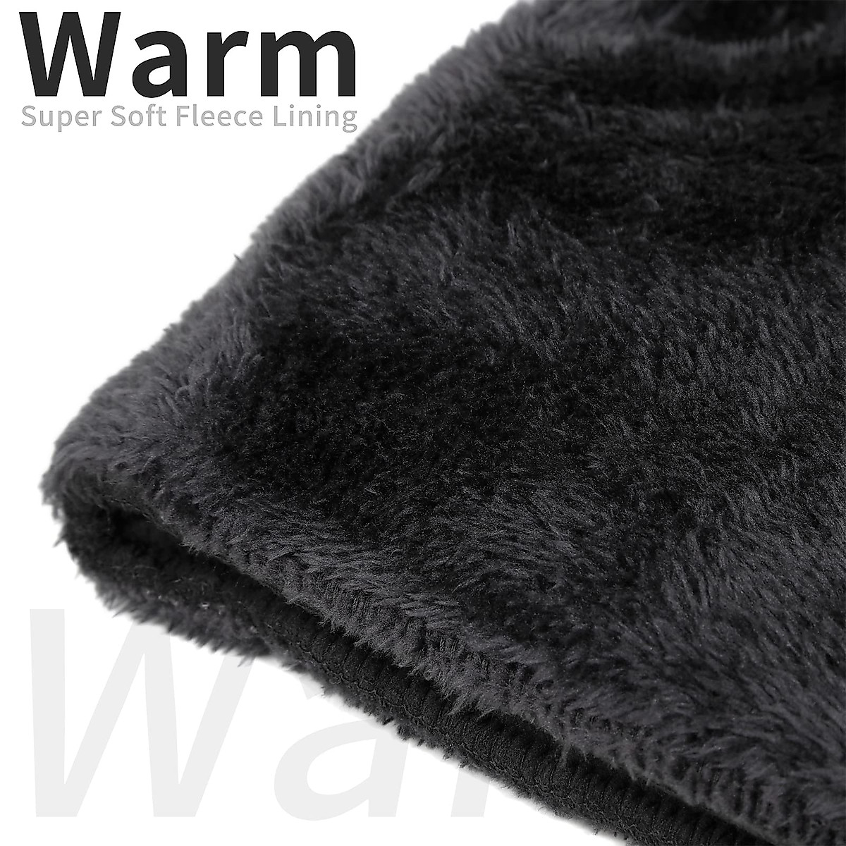 Achiou Winter Balaclava Fleece Hood Ski Mask for Women Kids, Thermal Face Cover Hat Cap Scarf for Cold Weather Black