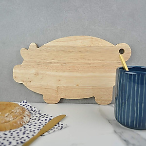 eBuyGB Wooden Pig Breakfast Board, Kitchen Serving Antipasti Platter Tray, Chopping Board, Cutting Charcuterie, Cheeseboard,Brown