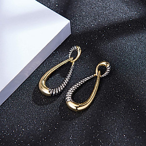 Mytys Dangle Earrings for Women Designer Brand Unique 2 Tone Gold & Silver Statement Drop Earring Jewelry Gift (style 12)