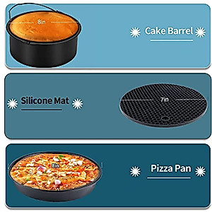 Air Fryer Accessories for COSORI Ninja Gourmia Dash Power XL 3.6 4.2 5.8QT Air Fryer, 12 PCS Air Fryer Accessory with Oven Cake Pan Pizza Pan Air Fryer Liner