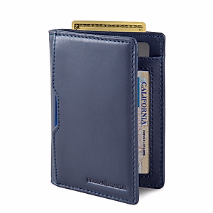 SERMAN BRANDS - Wallets for Men Slim Mens leather RFID Blocking Minimalist Card Front Pocket Bifold Travel Thin (Luxe Blue 5.0)