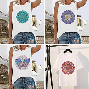 4 Packs Mandala Flowers Iron on Transfer Patches for Clothing Retro Mandala Butterfly Design Heat Transfer Vinyl Decals Washable Iron on Stickers for T-Shirts Jackets Backpacks DIY Decor Supplies