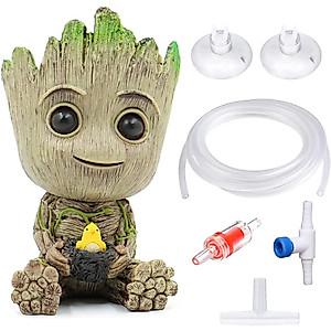 SLOCME Aquarium Groot Air Bubbler Stone Decorations - with Standard Tubing and Fish Tank Air Stone Set