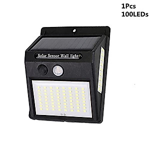 TKUS 20-100 LED Solar Led Light Outdoor Solar Lamp PIR Motion Sensor Wall Light Waterproof Solar Sunlight Powered Garden Street Light (1Pcs 100Leds)