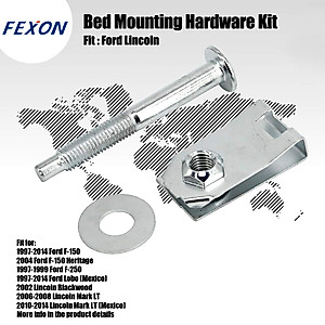 Truck Bed Mounting Hardware Kit Set of 6 Bolts, Washers, Captured Nuts Replacement for 1997-2014 Ford F-150 2006-2008 Lincoln Mark LT Replaces 924-313 W708605-S436 W709424-S901