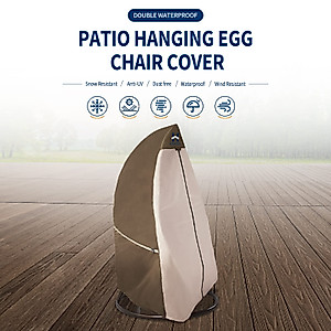 HAMLER Patio Egg Chair Cover, Heavy Duty Outdoor Hanging Egg Chair Cover , Wicker Swing Chair Covers with Zipper, Outdoor Chair Covers Waterproof Fits up to 45W x 33D x 68H Inches