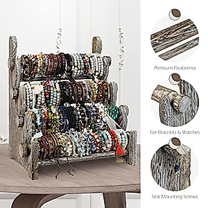 LadyRosian 4 Tier Wooden Bracelet Holder, Bangle Watch Necklace Display Storage Jewelry Holder Stand Display Organizer,Antique White