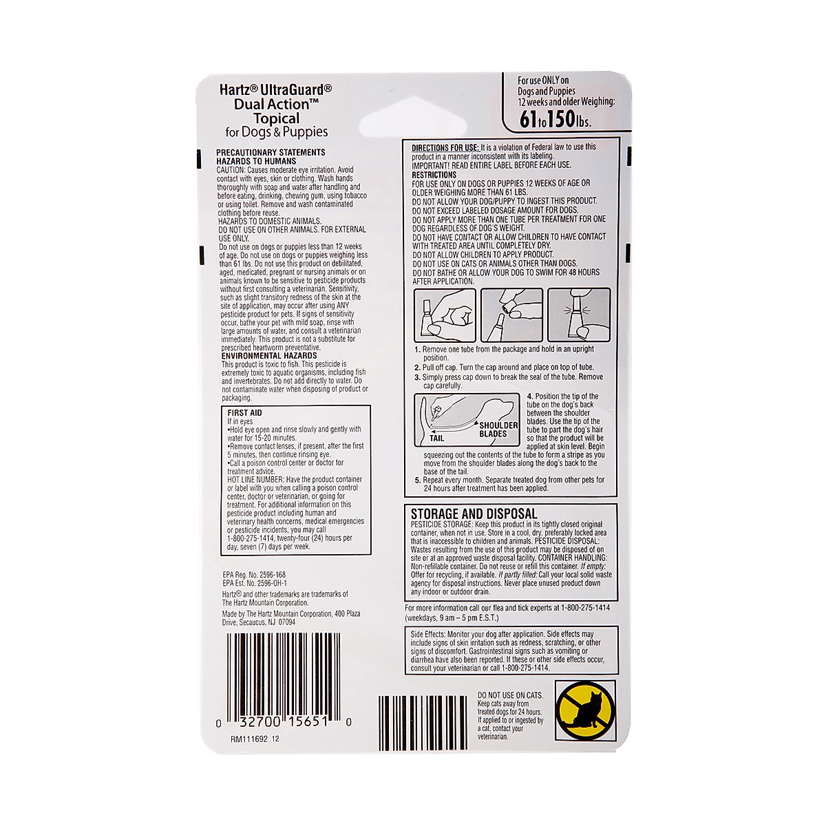 Hartz UltraGuard Dual Action Topical Flea & Tick Treatment for Dogs and Puppies - 61-150lbs, 3 Monthly Treatments