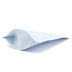 QQ Studio Pack of 100 Translucent Front Matte White Poly Plastic Resealable Bags (8.4oz (6" x 9"), White Stand-Up Pouch)