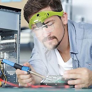 Dilzekui 1X to 3.5X Magnifying Glasses with Light, Rechargeable Magnifying Glass with Carry Case, Detachable 5 Lenses, Headband Magnifier Magnifying Headset for Close Work Jewelry Crafts Hobby