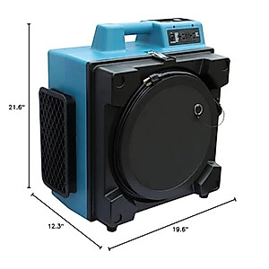 XPOWER X-3400A Air Scrubber 3 Stage Filtration, Negative Air Machine w/Power Outlets, 3 Stage Airbourne Cleaner, Scrubber HEPA Filter System for Water Damage Restoration, Commercial & Home Use, Blue