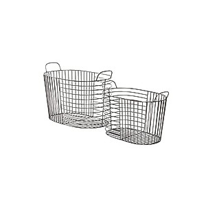 CosmoLiving by Cosmopolitan Metal Round Storage Basket with Handles, Set of 2 21", 17"W, Dark Gray